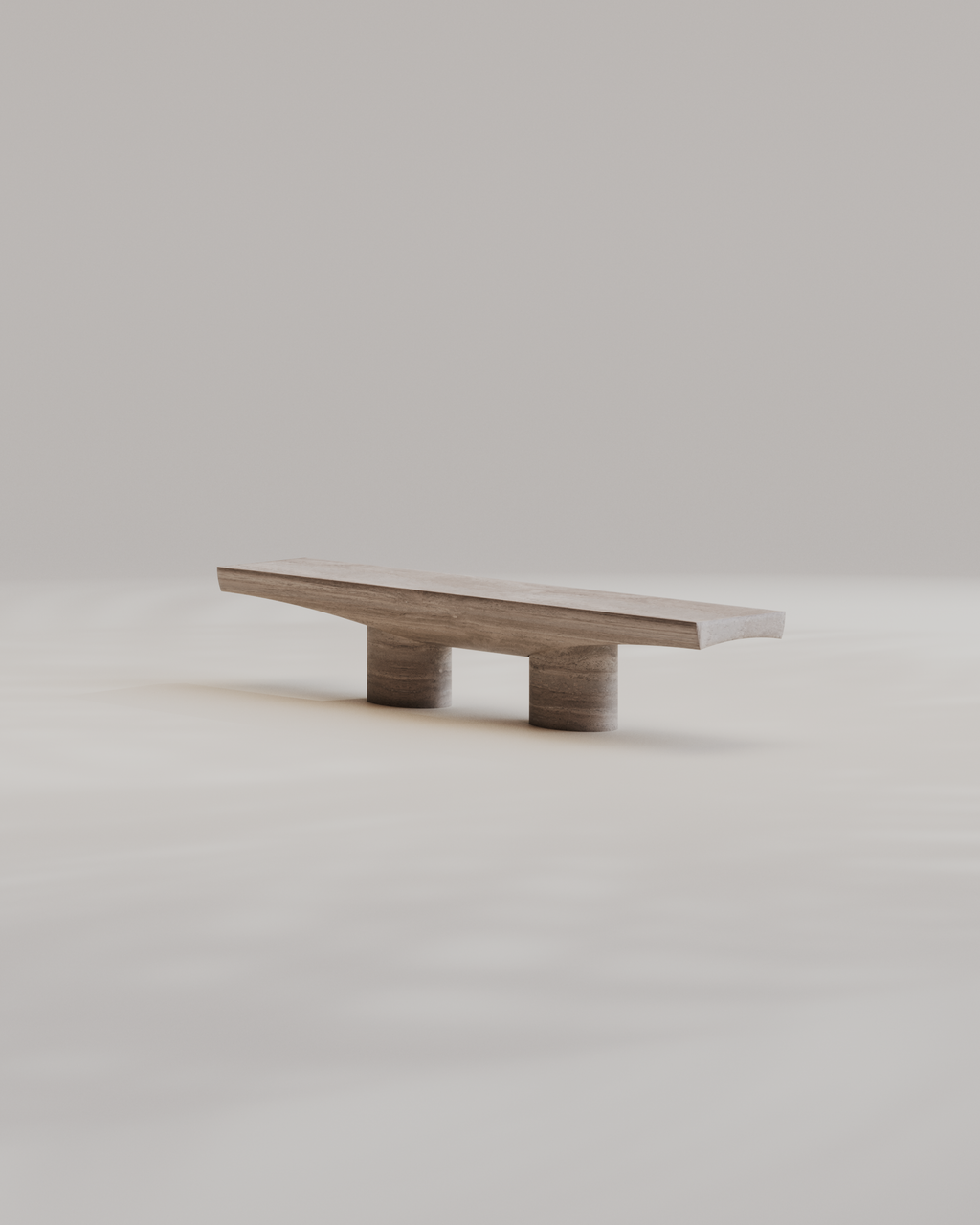 Abraccio Travertino Silver Bench – Objects With Narratives